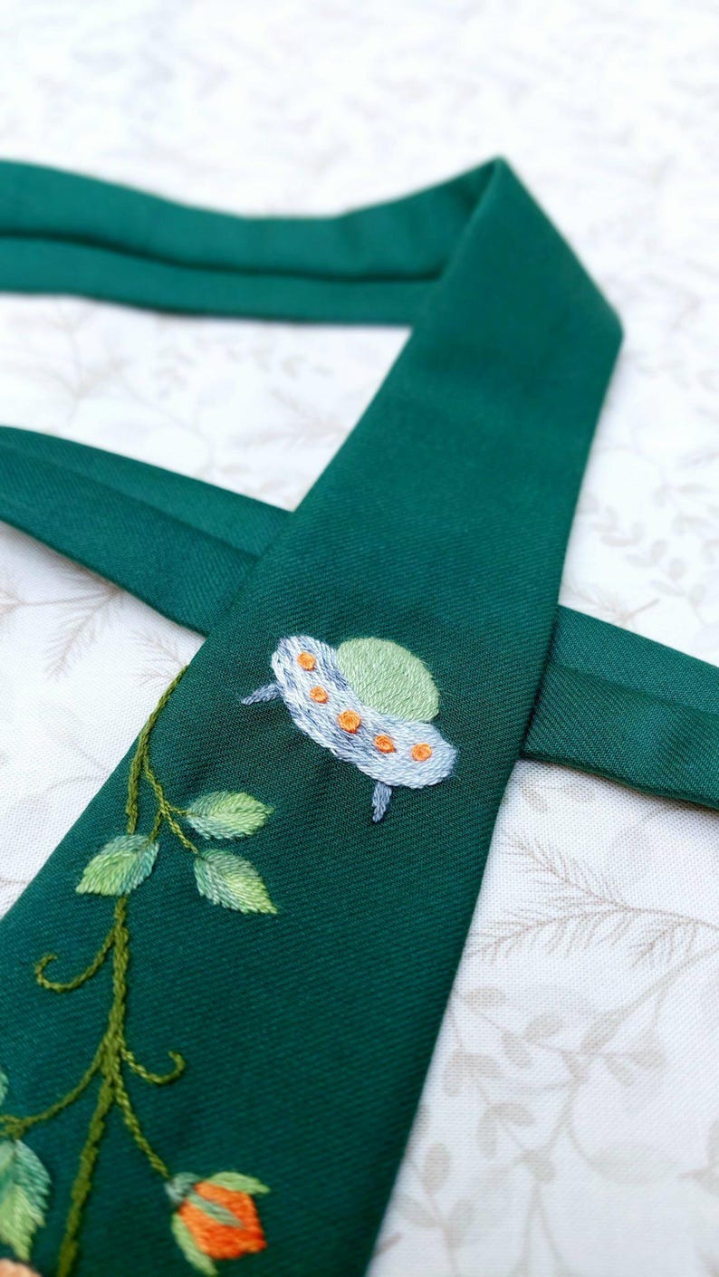 Hand Embroidered Tie, Floral Embroidered Tie, Father of the Groom Gift ...