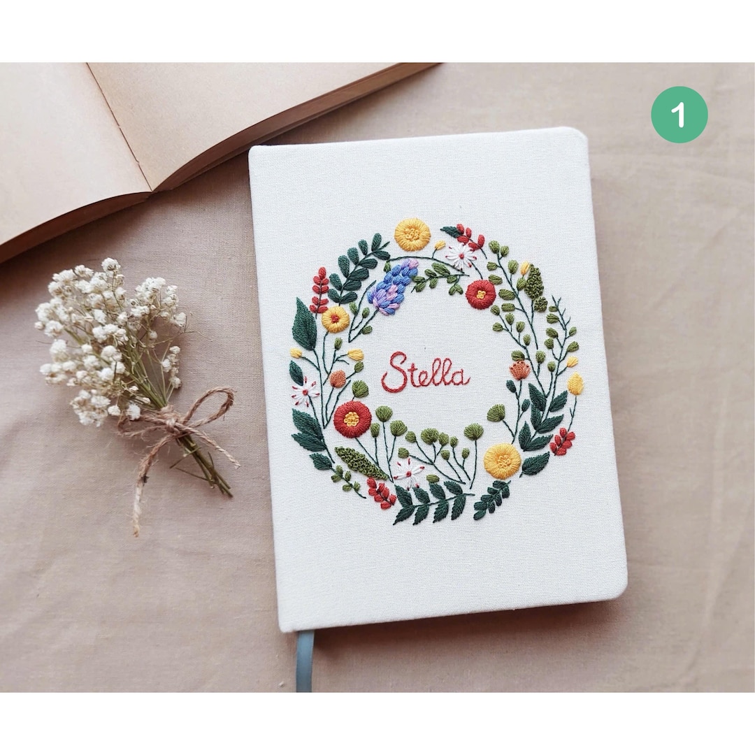 Custom Hand Embroidered Notebook, Handmade Fabric Notebook, Custom ...