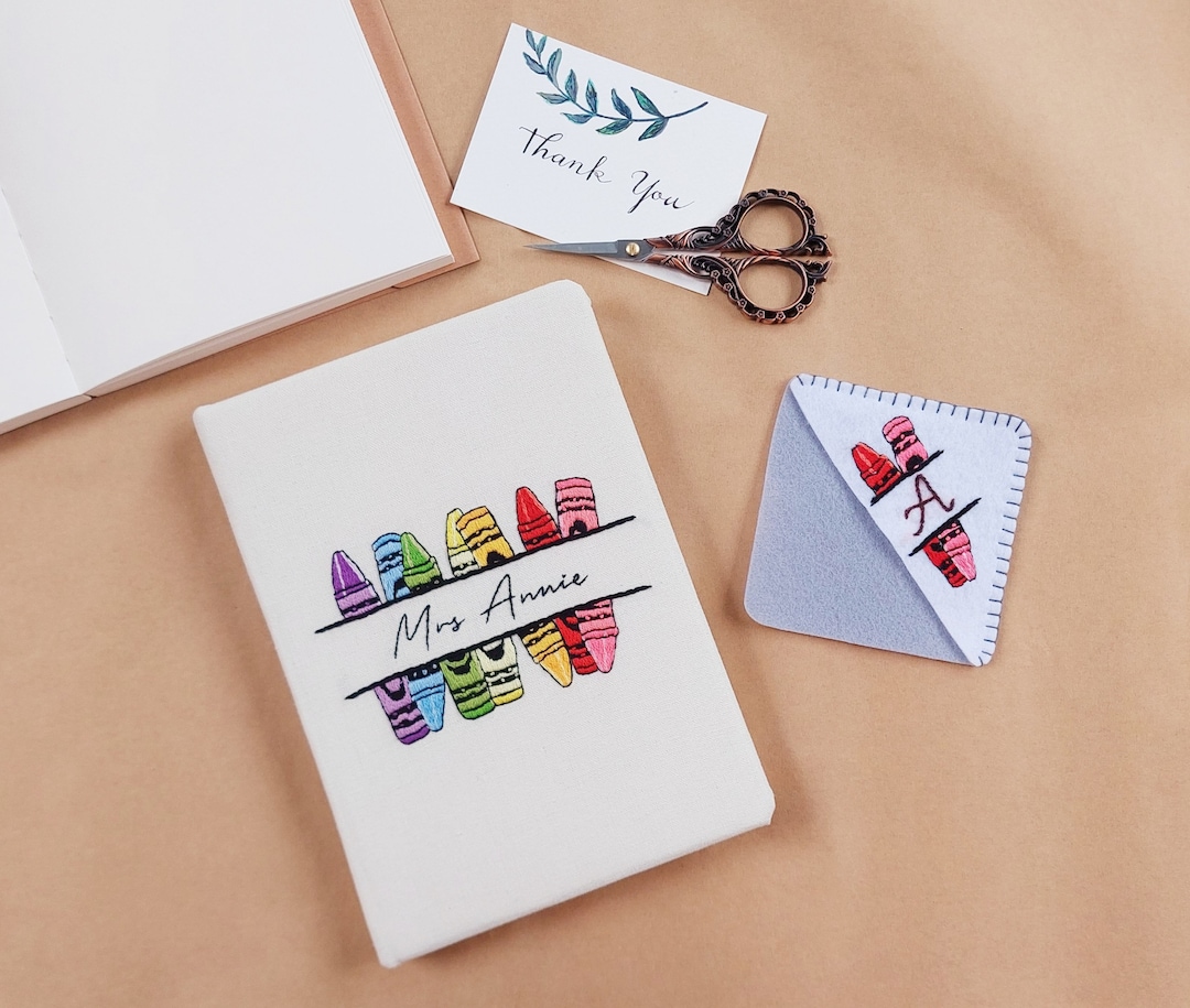 Personalized Embroidered Notebook With Colorful Pens – Perfect Gift for ...