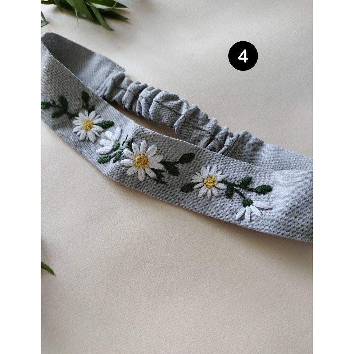 Floral Hand Embroidered Linen Turban, Headband With Flower Embroidery ...