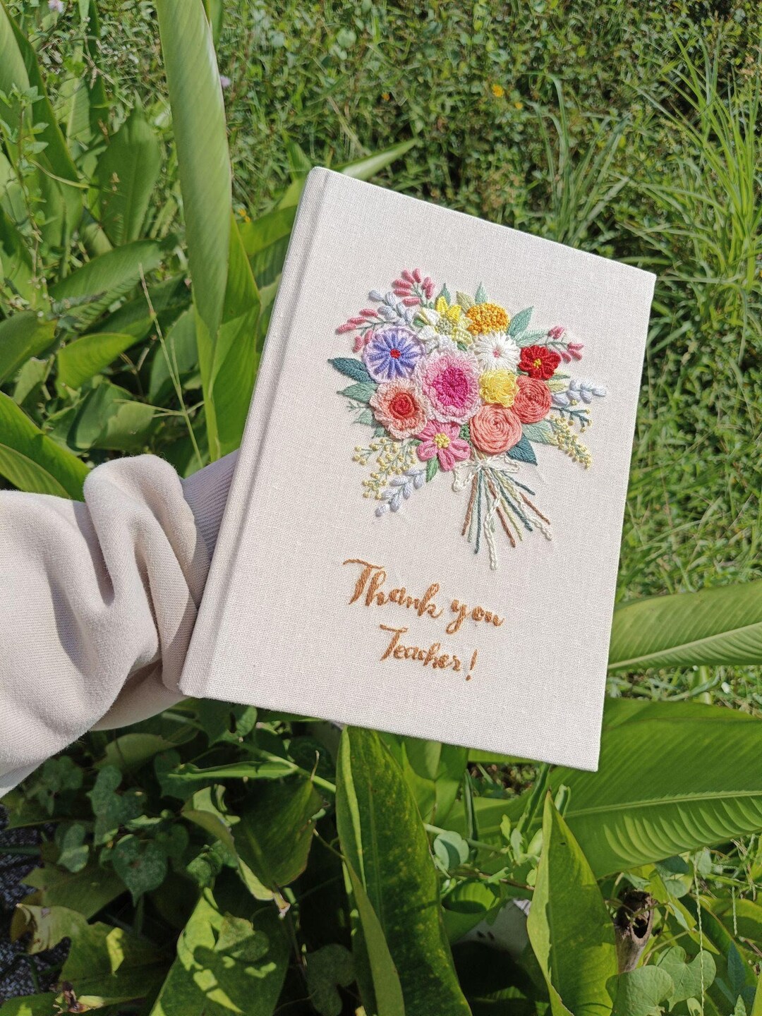 Custom Hand Embroidered Notebook, Handmade Fabric Notebook, Custom ...