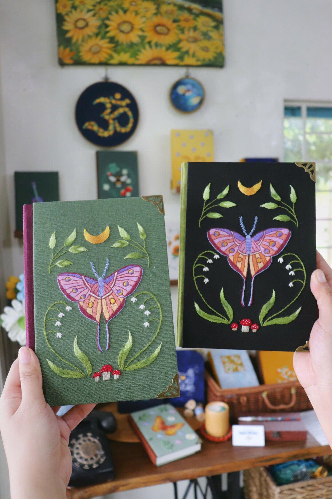 Custom Hand Embroidered Notebook, Handmade Fabric Notebook, Custom ...