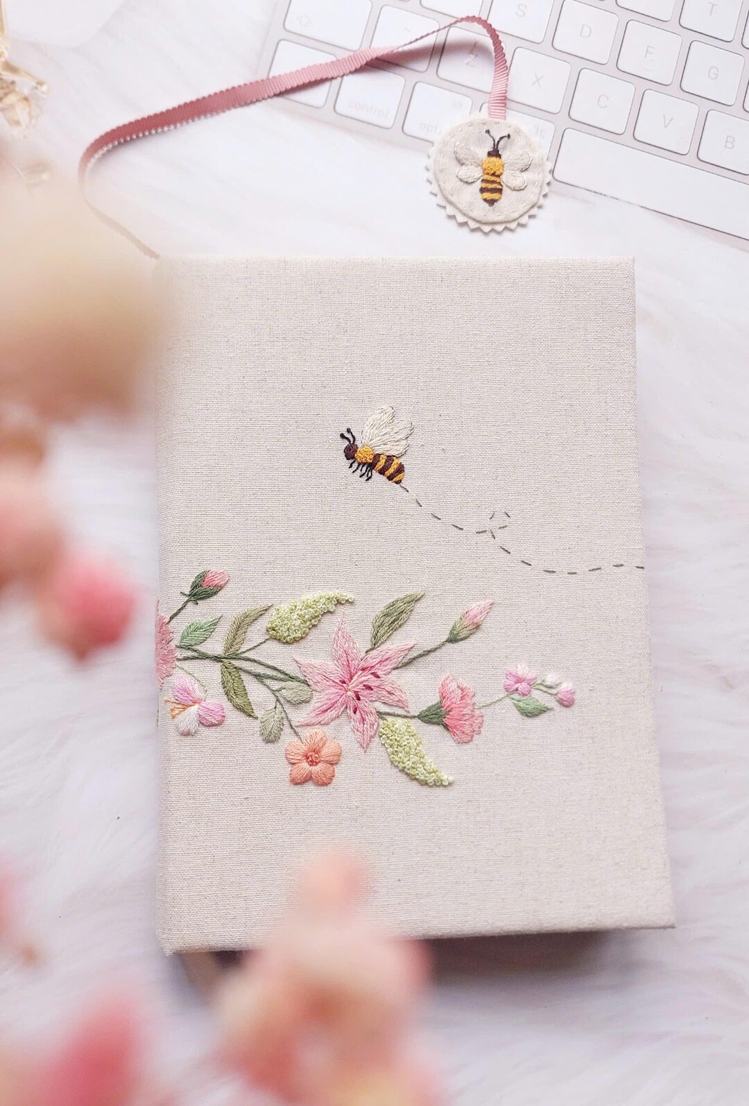 Custom Hand Embroidered Notebook, Handmade Fabric Notebook, Custom ...