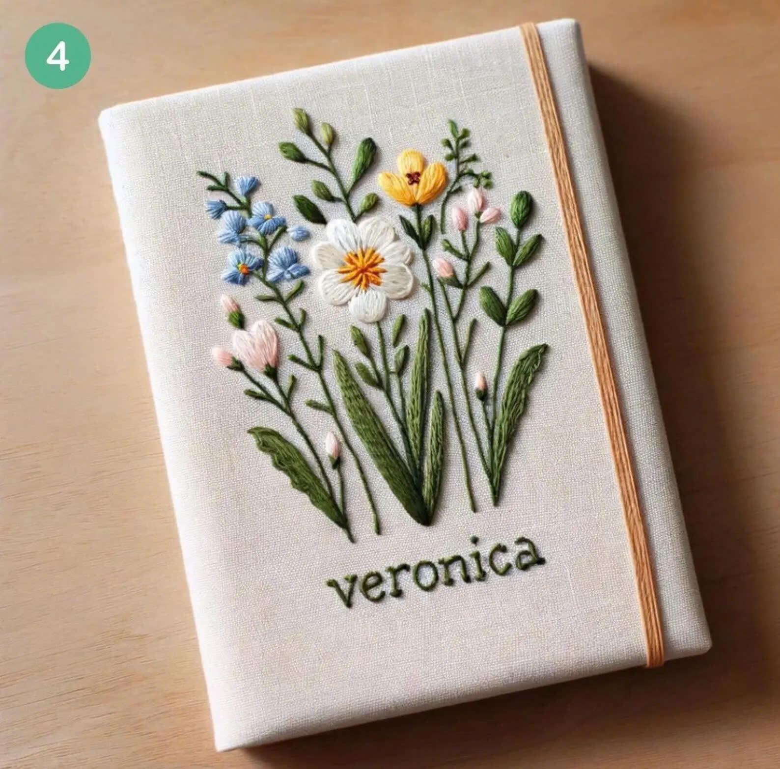 Custom Hand Embroidered Notebook, Handmade Fabric Notebook, Custom ...