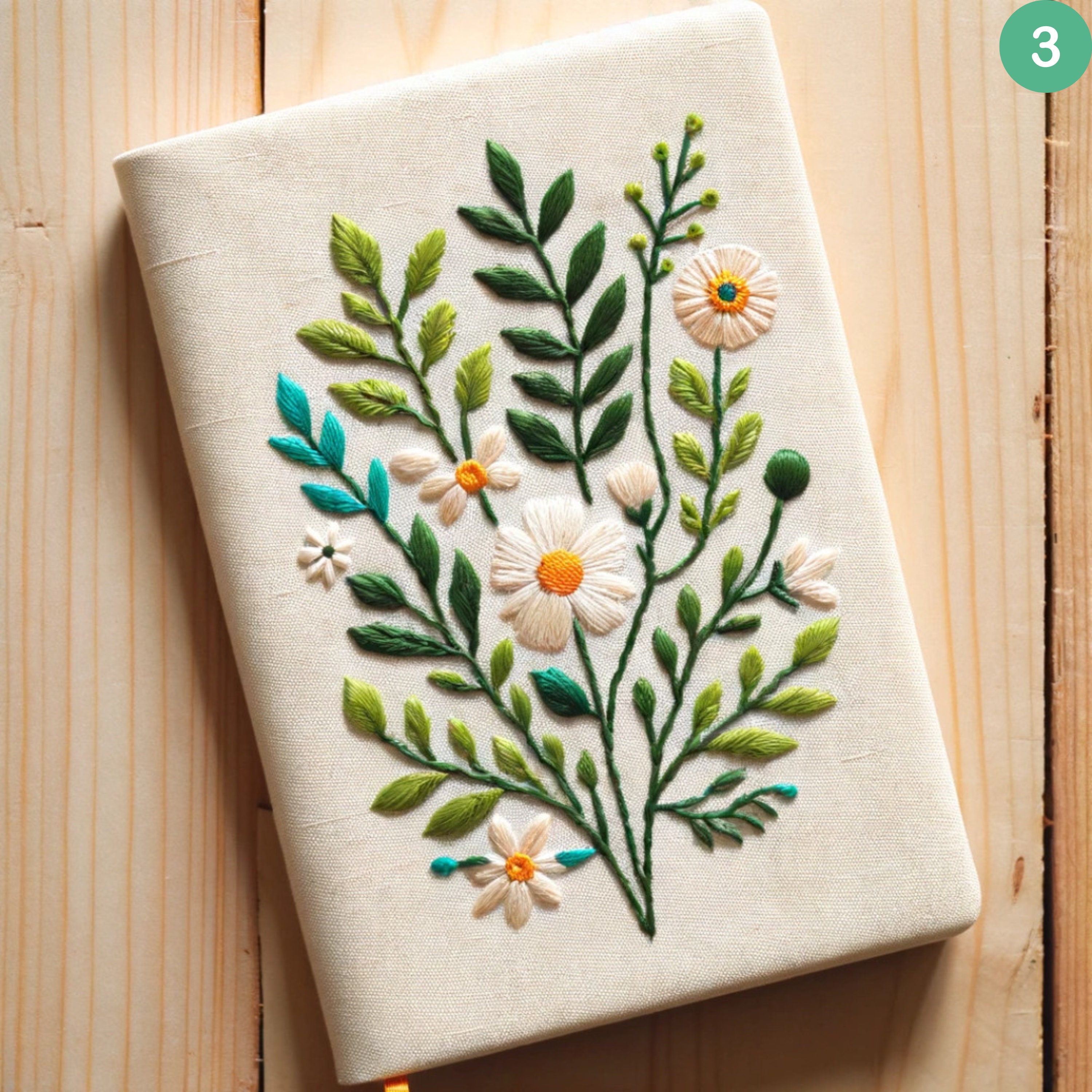 Custom Hand Embroidered Notebook, Handmade Fabric Notebook, Custom Diary, Daisy Notebook, Fabric ...