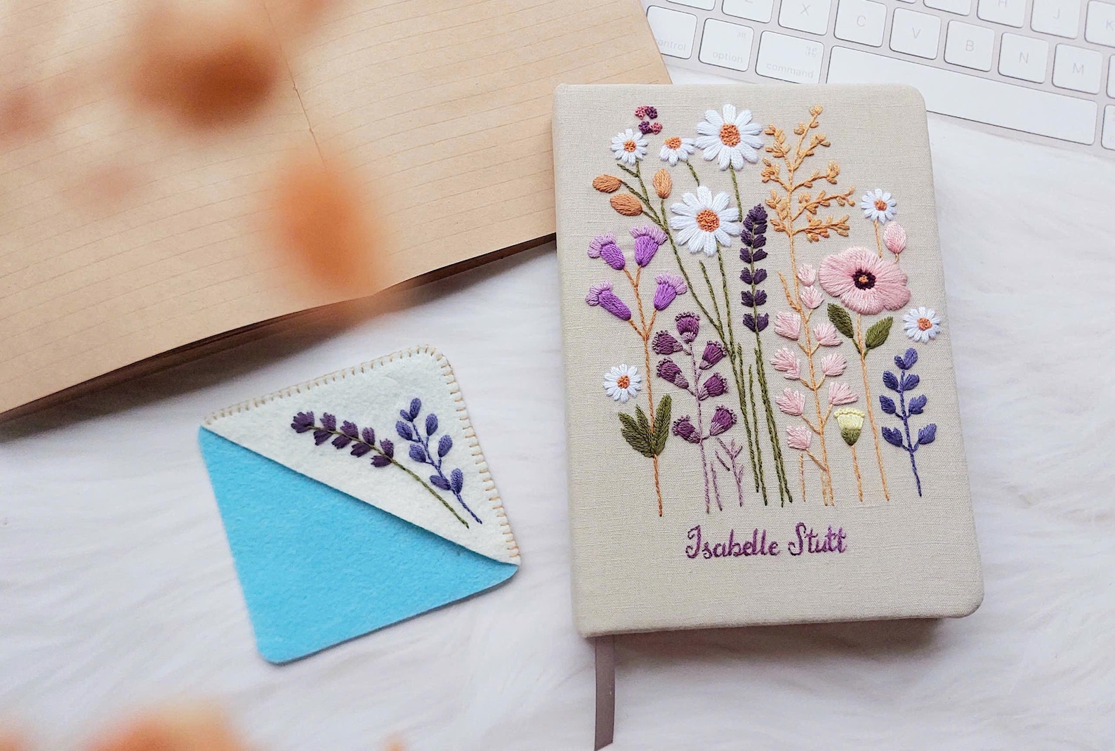 Custom Hand Embroidered Notebook, Handmade Fabric Notebook, Custom ...