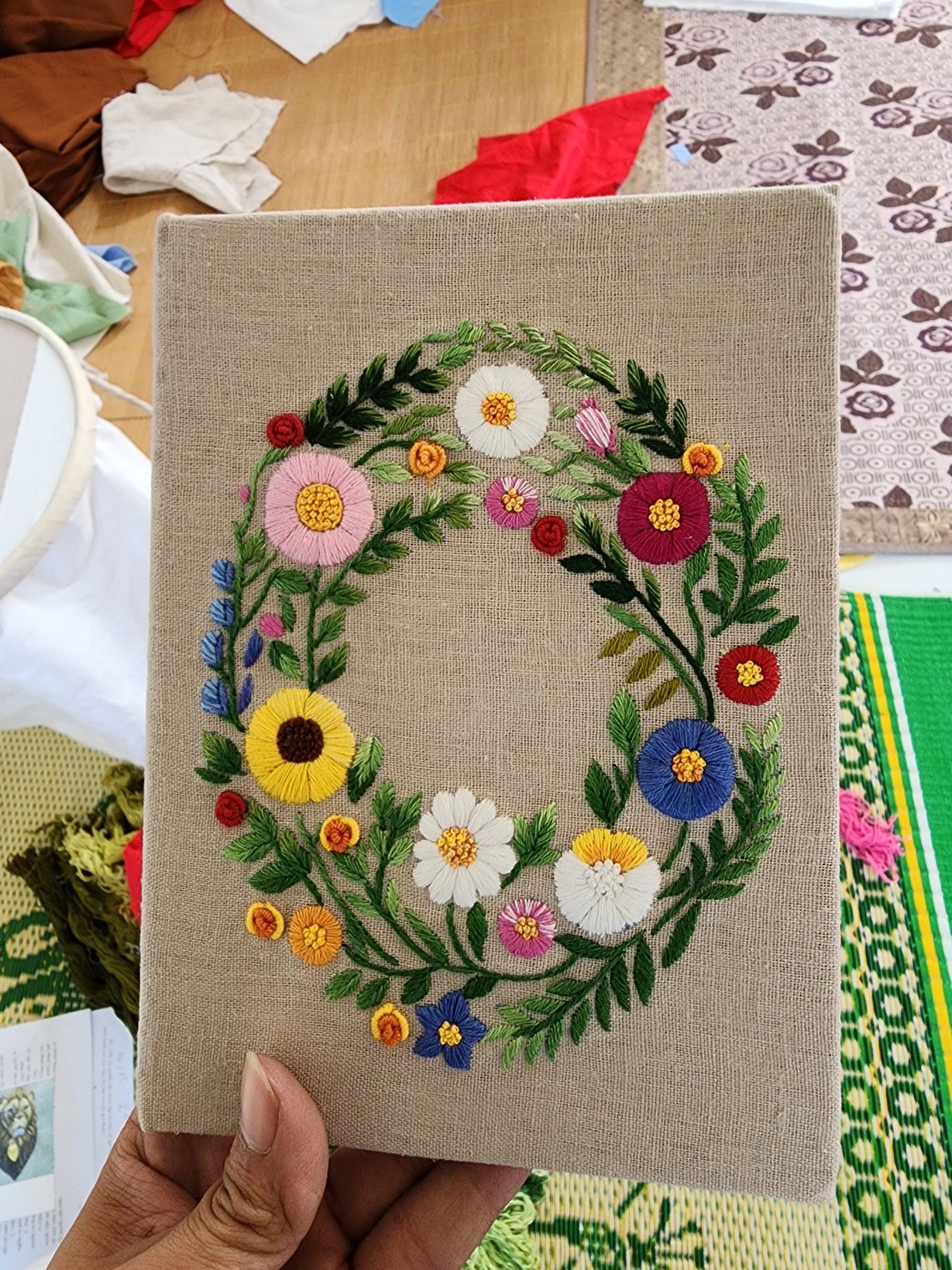 Custom Hand Embroidered Notebook, Handmade Fabric Notebook, Custom ...