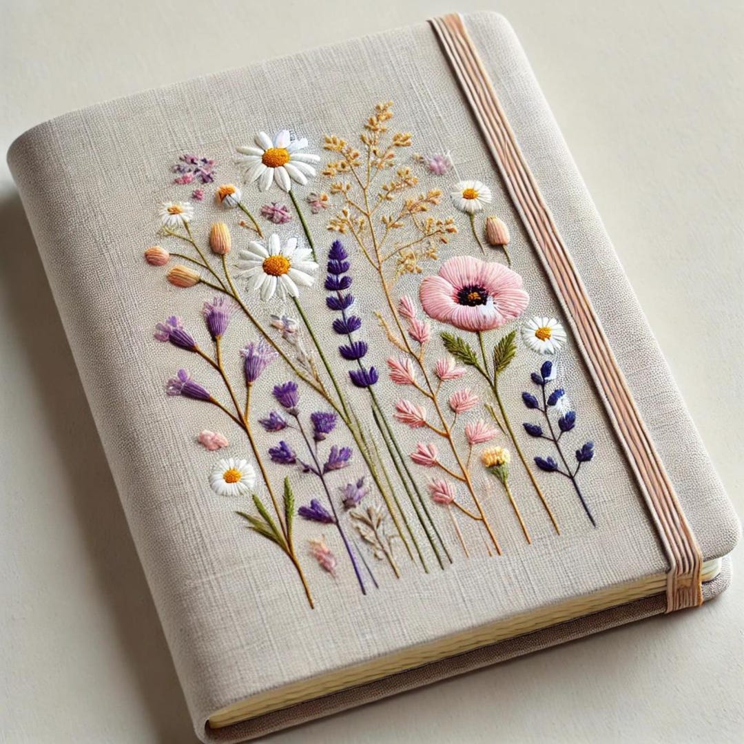 Custom Hand Embroidered Notebook, Handmade Fabric Notebook, Custom ...