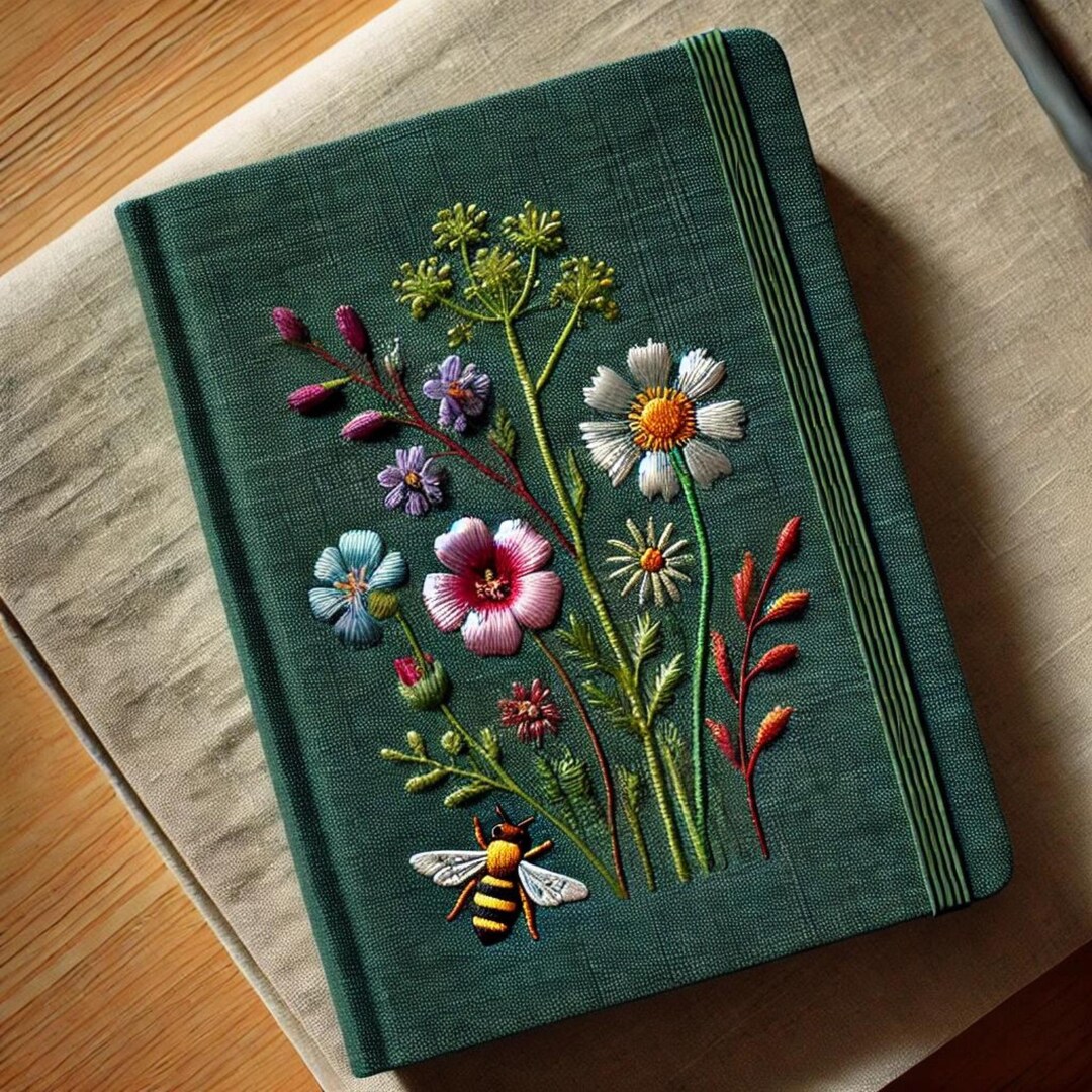 Custom Hand Embroidered Notebook, Handmade Fabric Notebook, Custom ...
