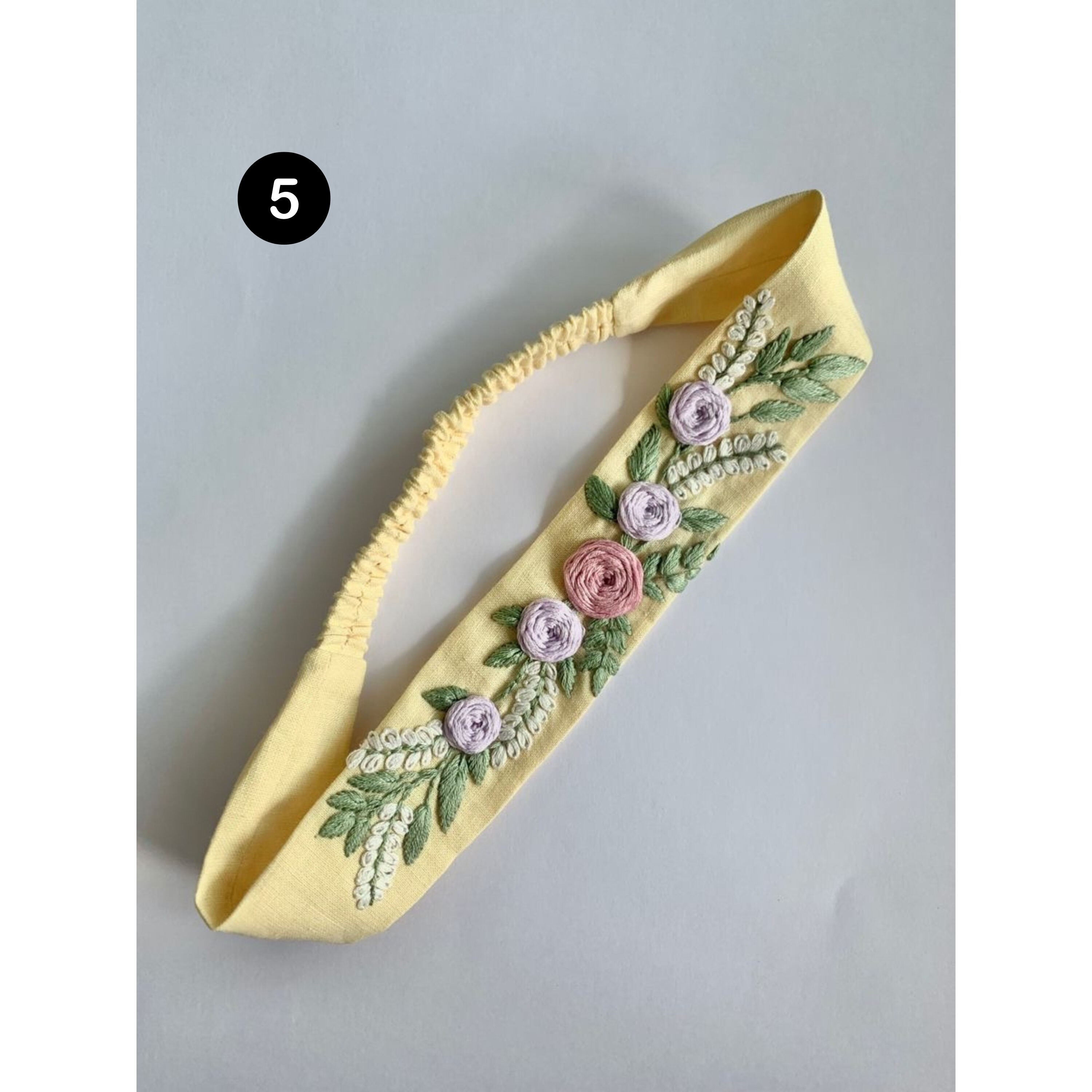 Floral Hand Embroidered Linen Turban, Headband With Flower Embroidery ...