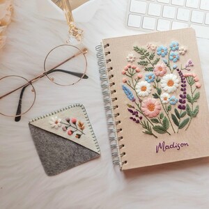 Custom Hand Embroidered Notebook, Handmade Fabric Notebook, Custom ...