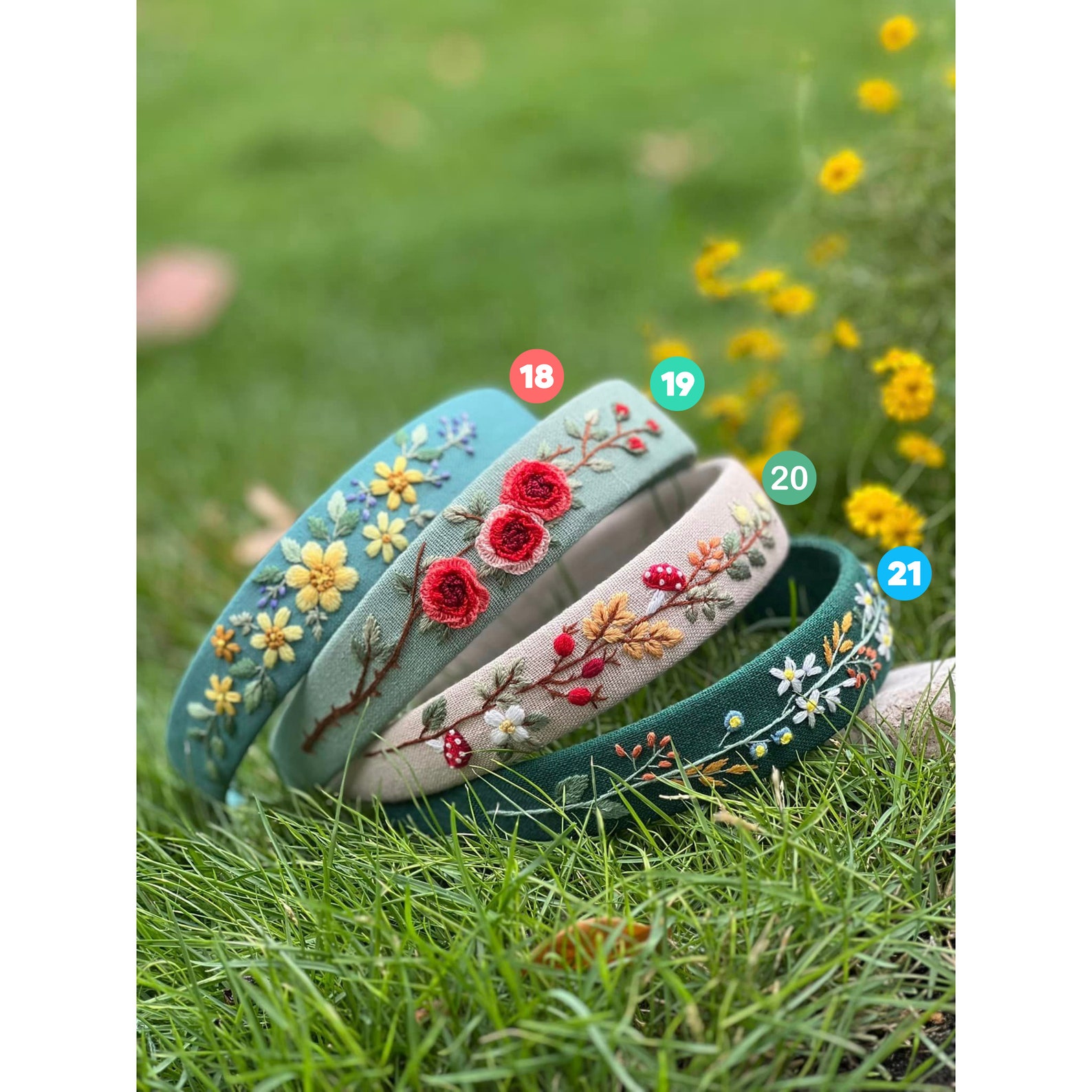 Floral Embroidered Headband, Linen Turban, Vintage Boho Hair ...