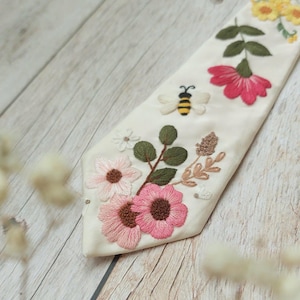 Hand Embroidered Tie, Floral Embroidered Tie, Father of the Groom Gift ...