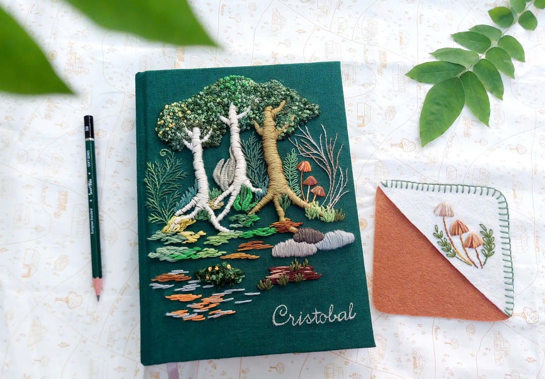 Custom Hand Embroidered Notebook, Handmade Fabric Notebook, Custom ...