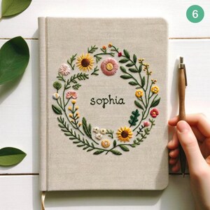 Custom Hand Embroidered Notebook, Handmade Fabric Notebook, Custom ...