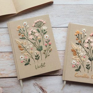 Custom Hand Embroidered Notebook, Handmade Fabric Notebook, Custom ...