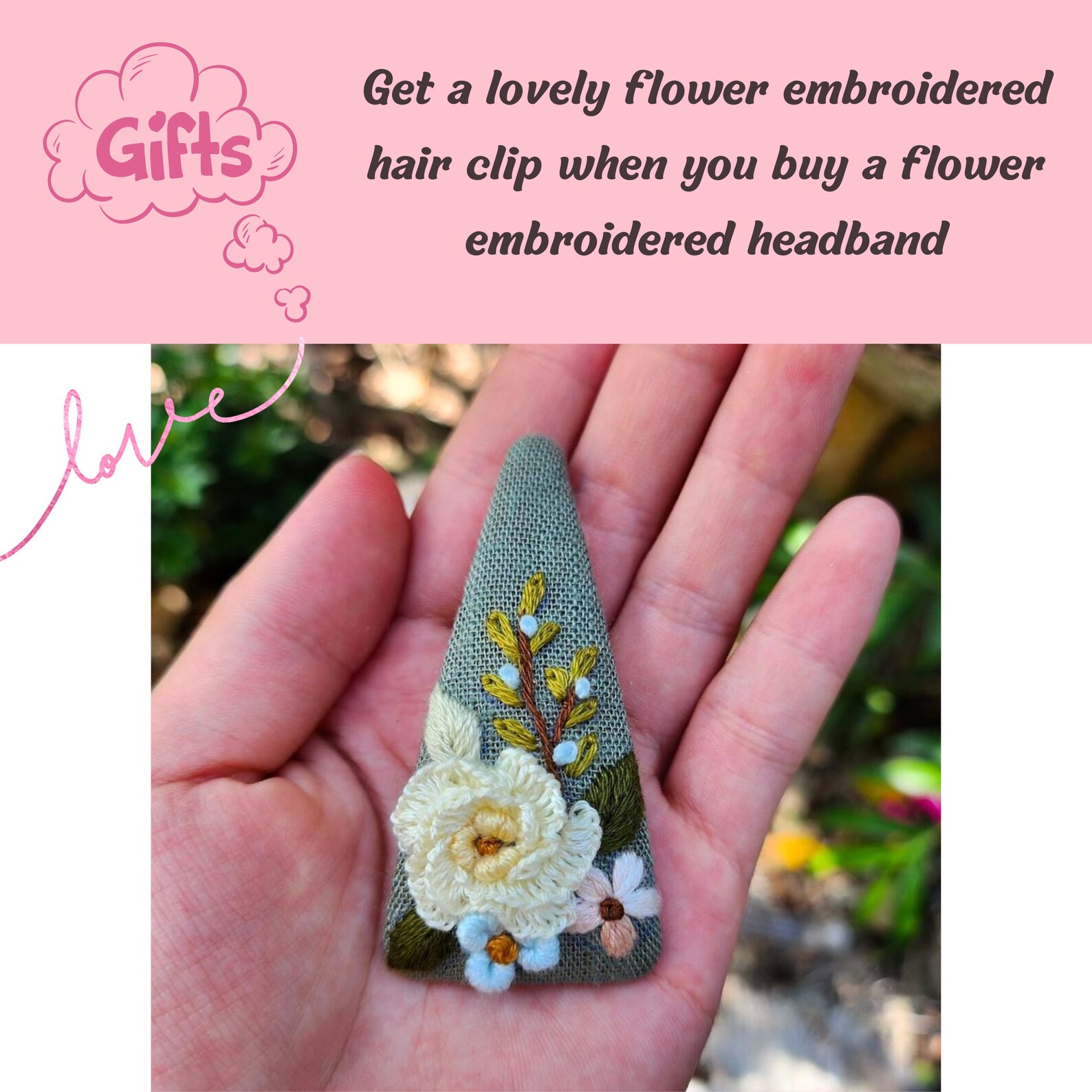 Floral Hand Embroidered Linen Turban, Headband With Flower Embroidery ...