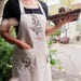 Natural Embroidered Floral Apron, Personalized Hand Embroidered Apron, Kitchen, Cooking, Florist ...