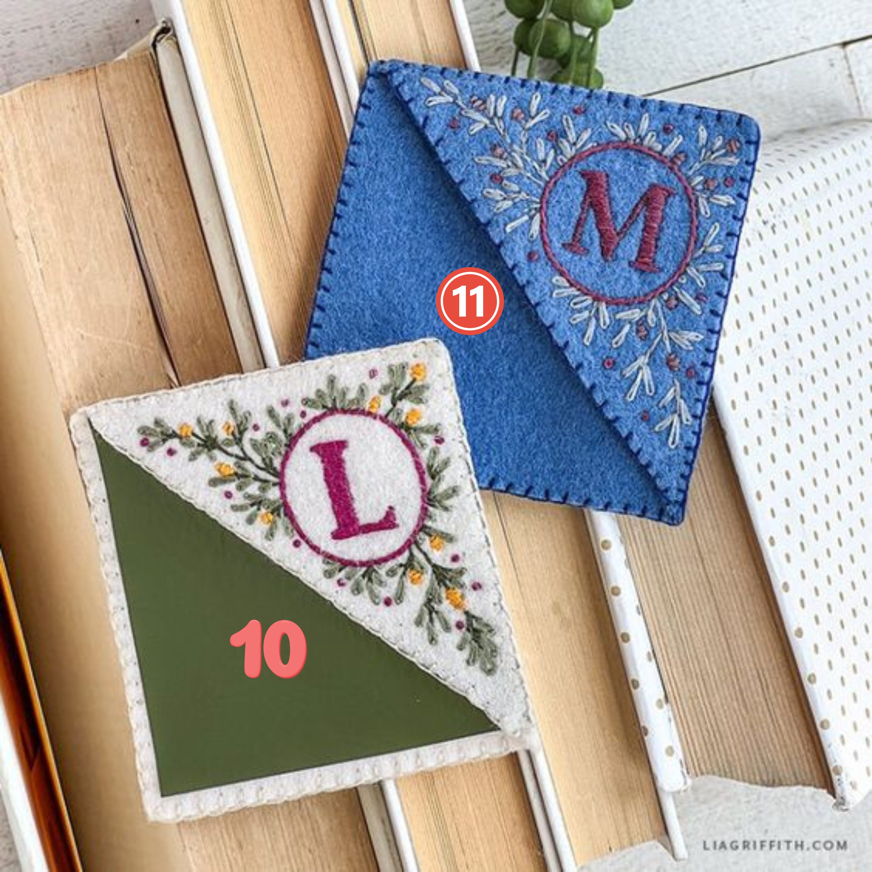 Felt Triangle Page Stitched Corner Handmade Bookmark, Personalized Hand ...