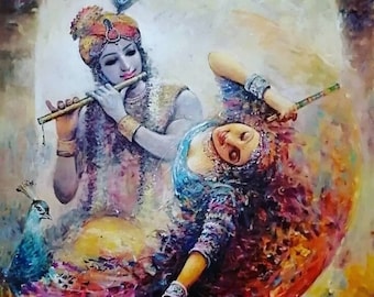 Tulip N Turtle Radha Krishna Abstract DIY Acrylic Painting by Numbers ...