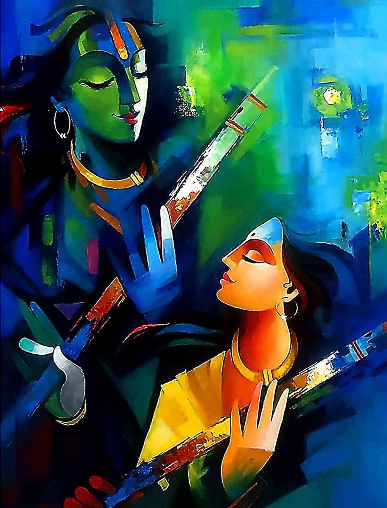 Tulip N Turtle Radha Krishna Abstract DIY Acrylic Painting by - Etsy