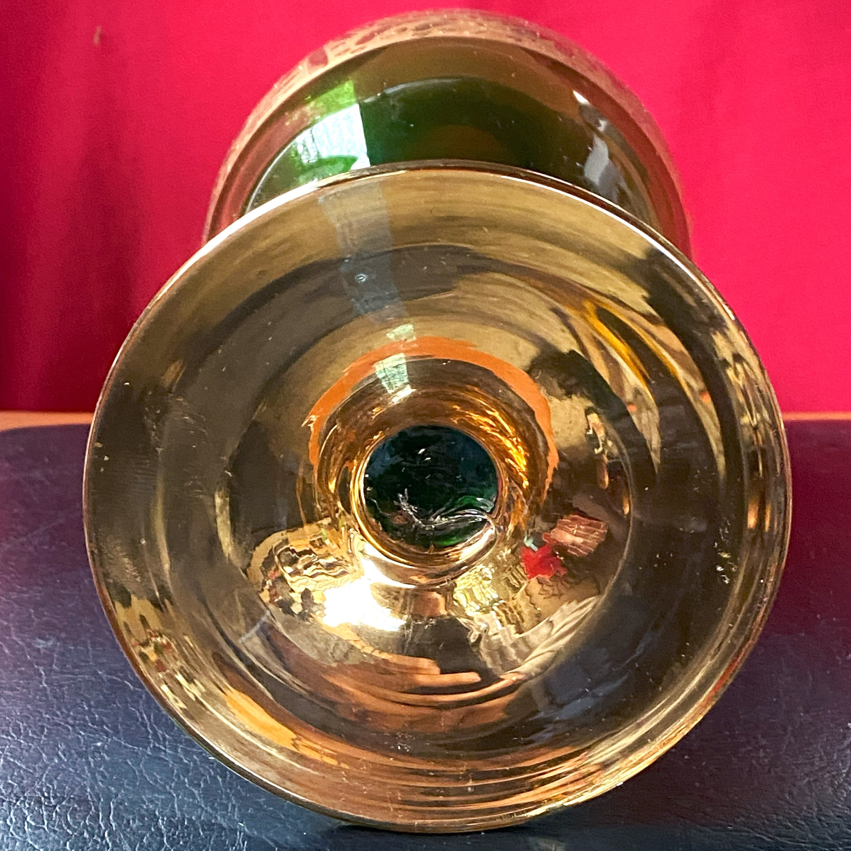 Vtg Venetian Hand-blown Emerald Green Glass & Gold Decanter W/o Top - Etsy