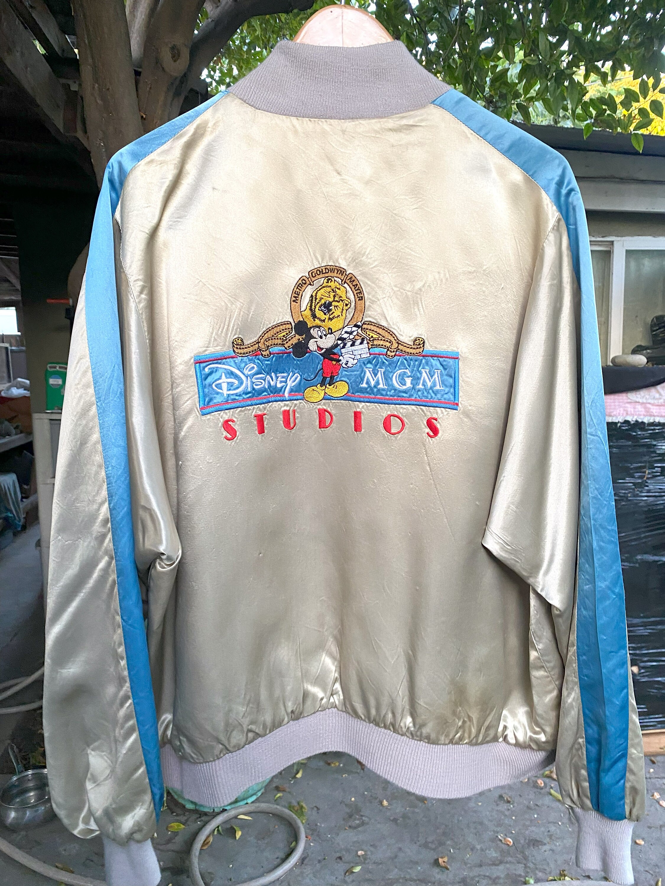Vintage 80’s Disney MGM Studios Satin Zip Jacket Size XL Personalized ...