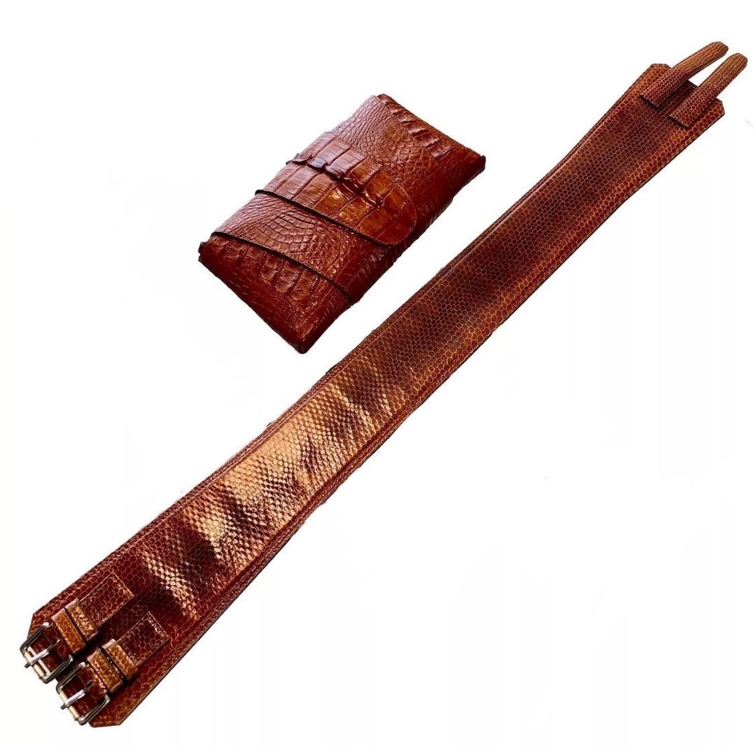 Burnt Orange Genuine Exotic Croc Wrap Clutch & Corset Belt Size 11 ...