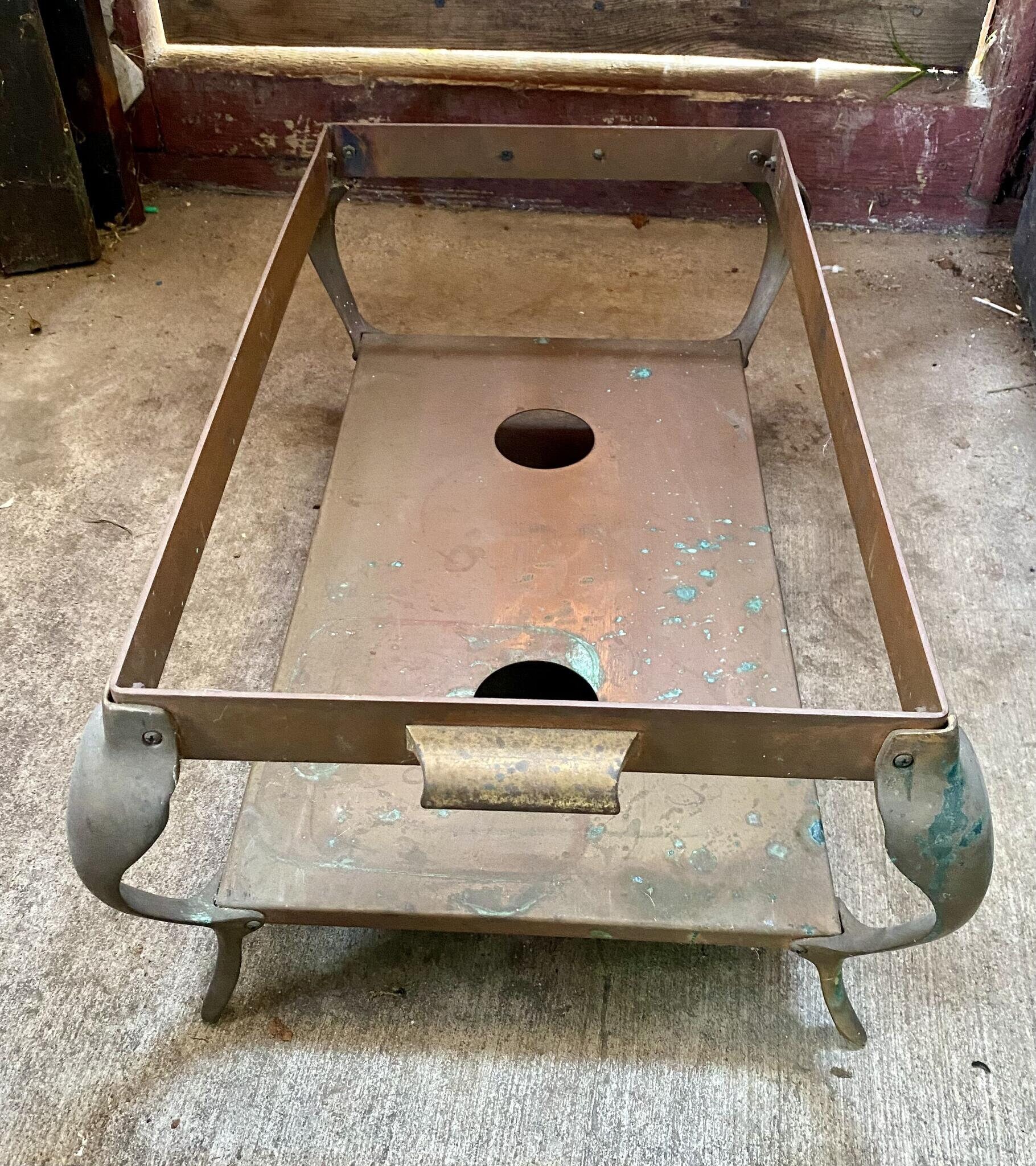 Vintage Rare Waldow N.Y. Hammered Copper Brass Chafing Warmerframe Only ...