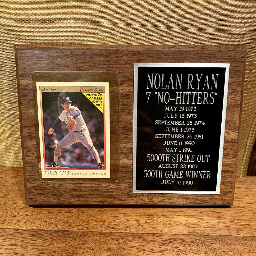 Vtg Commemorative Nolan Ryan 7 “no-hitters” Framed Baseball Card ...