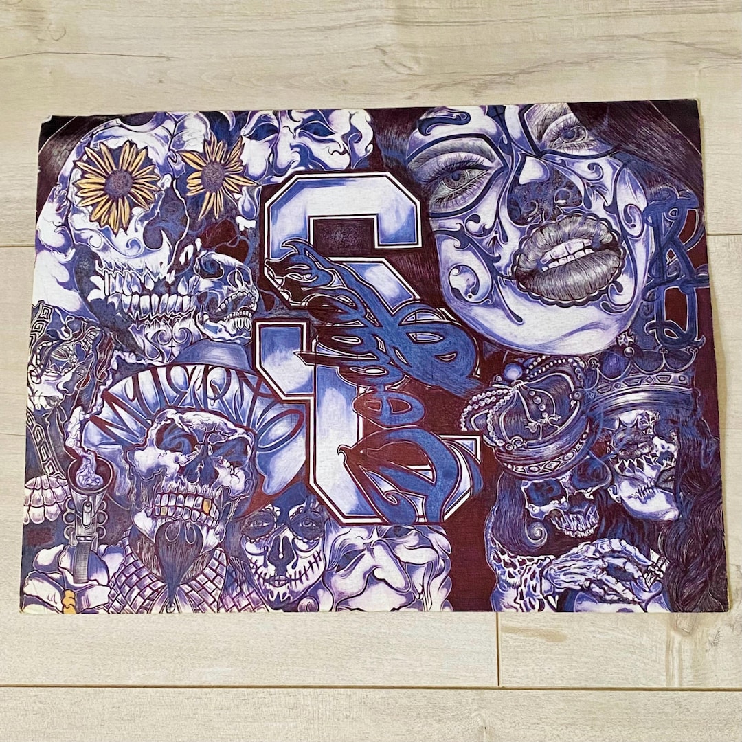 Handmade Prison Art Drawing Piece SC Dodgers Skulls Women Muertos 12”x9 ...