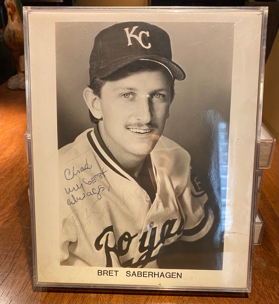 Vtg Bret Saberhagen KC Royals 10” X 8” Framed Autographed Headshot ‘to ...