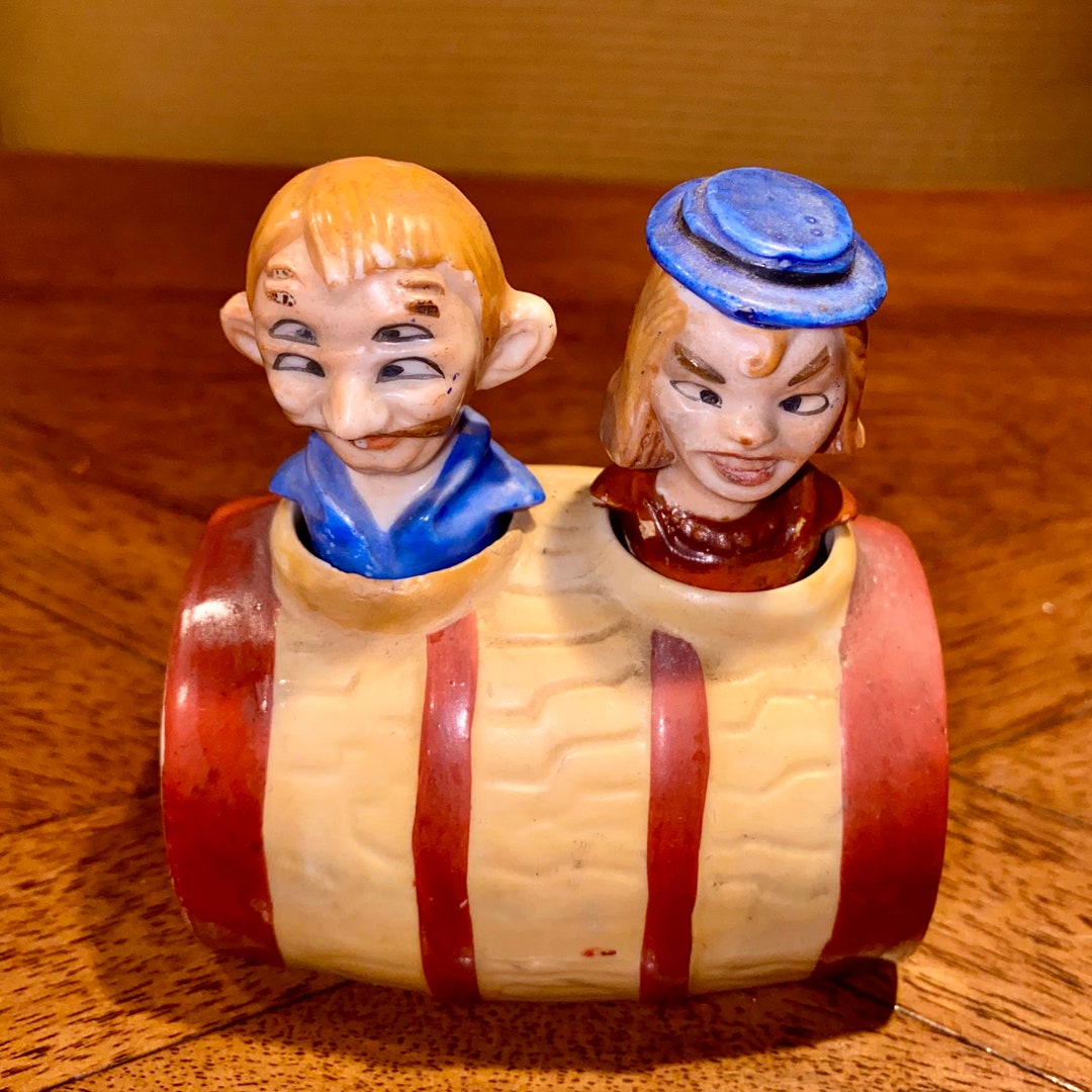 Vtg Barrel Drunk Funny Nodders Salt Pepper Shakers China Porcelain ...