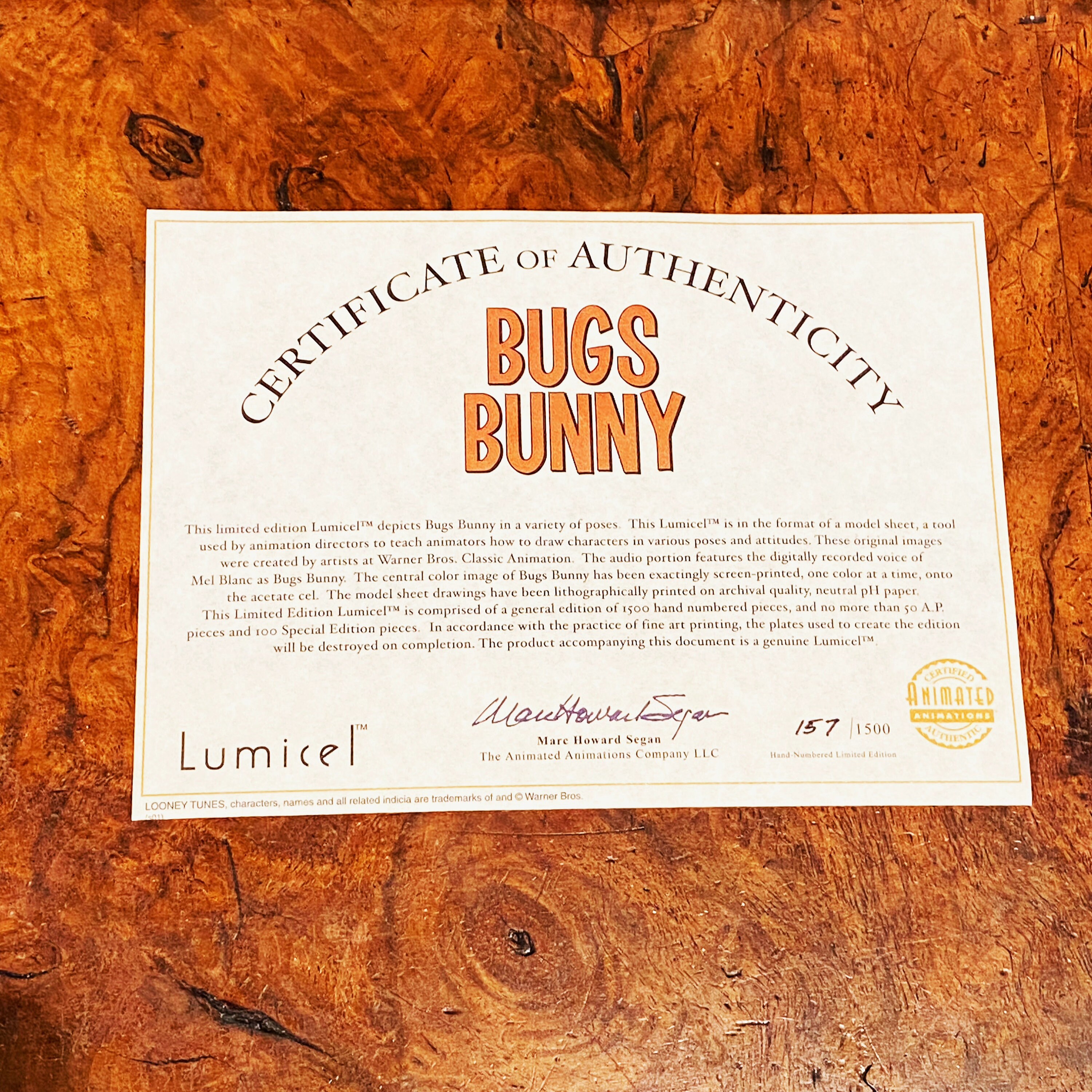 Authentic Warner Bros Animated Bugs Bunny Lumicel Special Edition #157/1,500 - Etsy