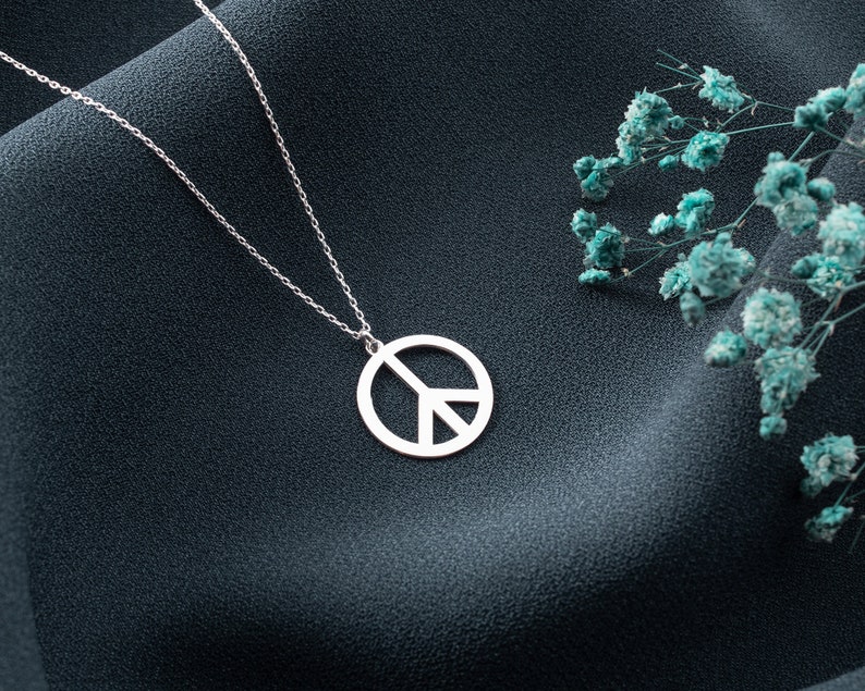 Peace Choker Necklace, Dainty Peace Sign Necklace, Peace Charm Necklace ...