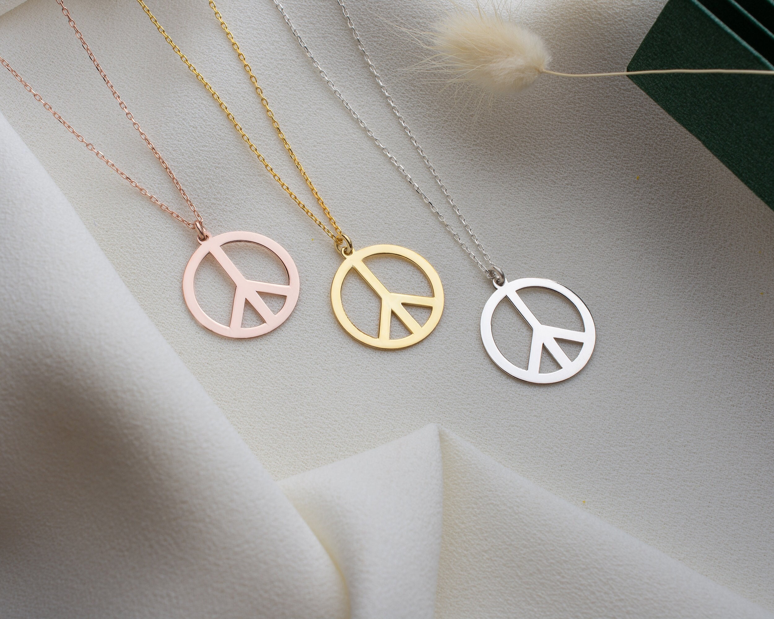 Peace Choker Necklace, Dainty Peace Sign Necklace, Peace Charm Necklace ...