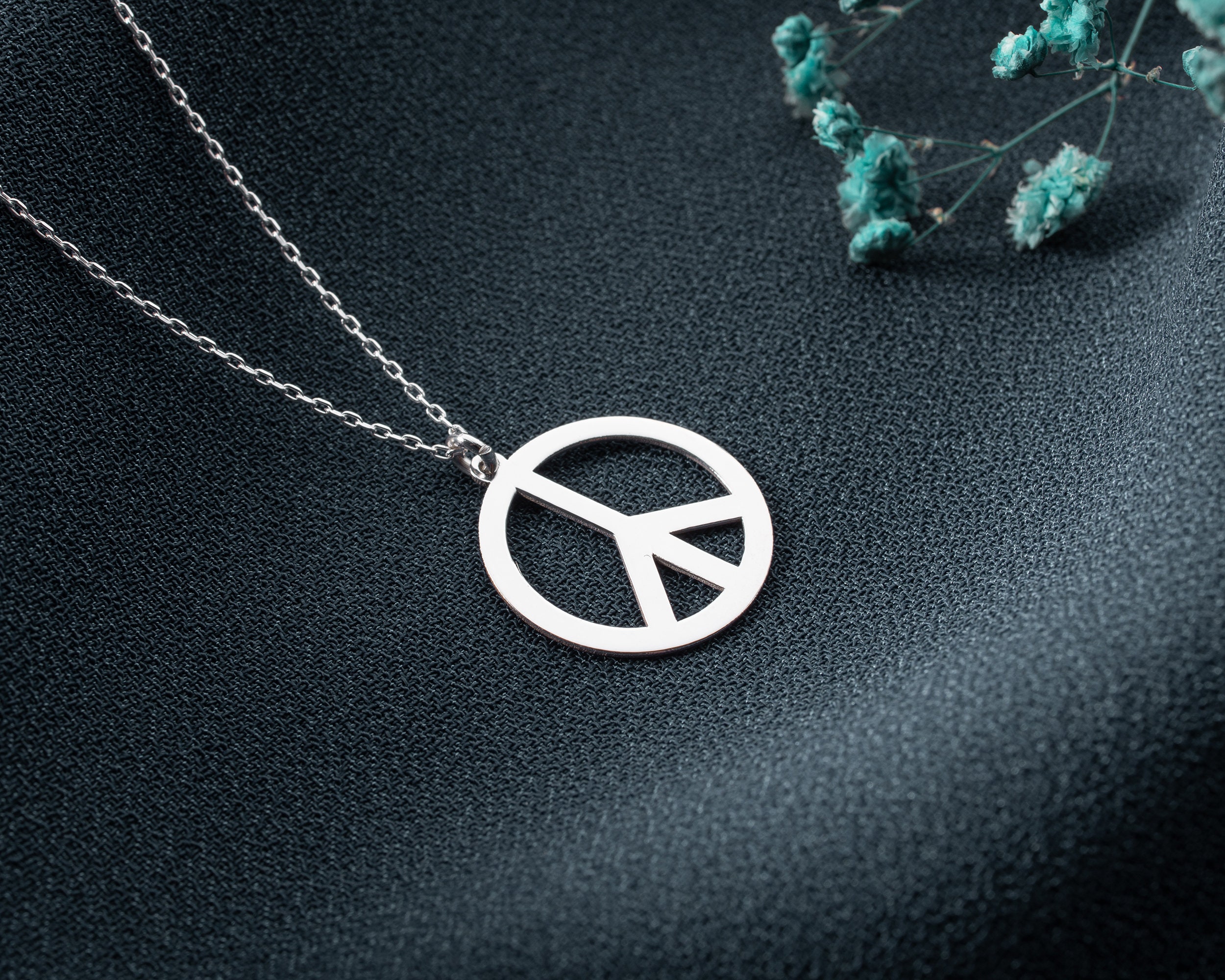 Peace Choker Necklace, Dainty Peace Sign Necklace, Peace Charm Necklace ...
