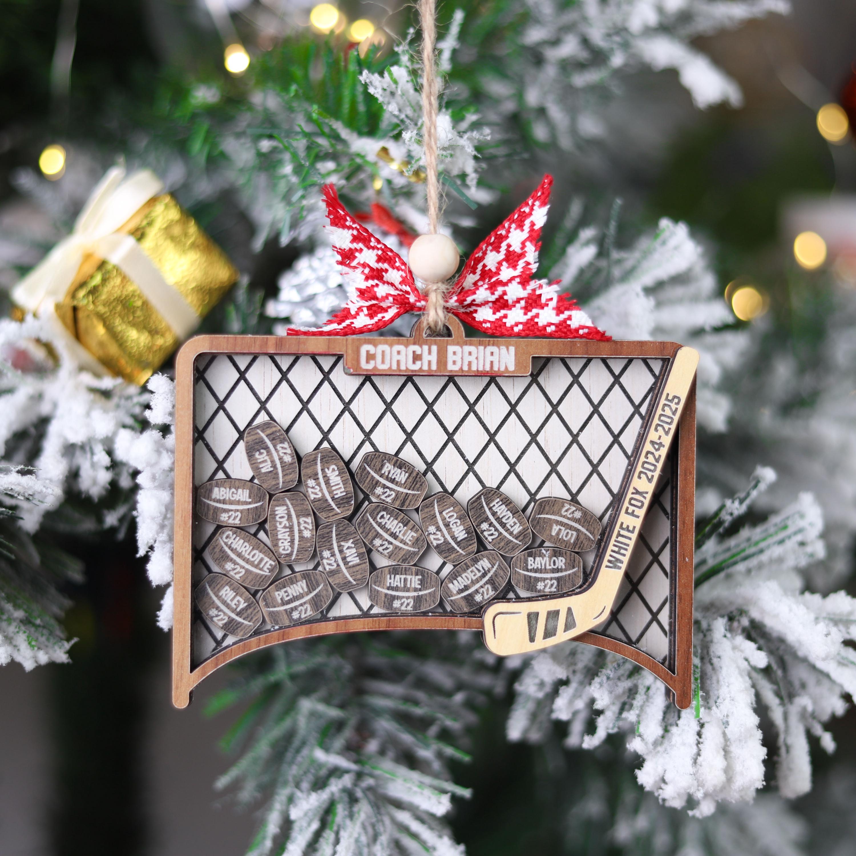 Personalized 4D Hockey Shaker Ornament, Hockey Net With Pucks, Custom ...