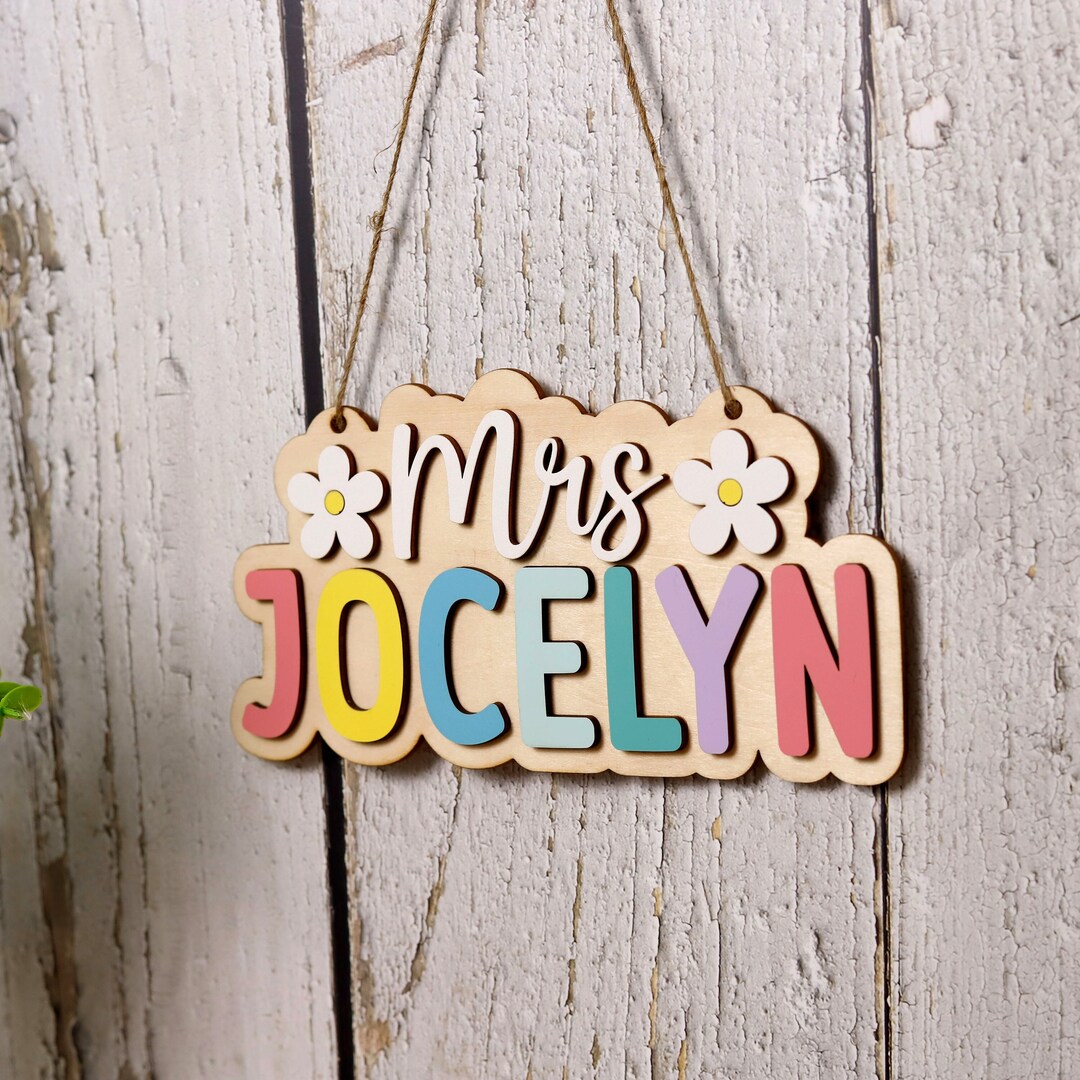 Customized Teacher Name Sign, Teacher Welcome Door Sign, Teacher Thank ...