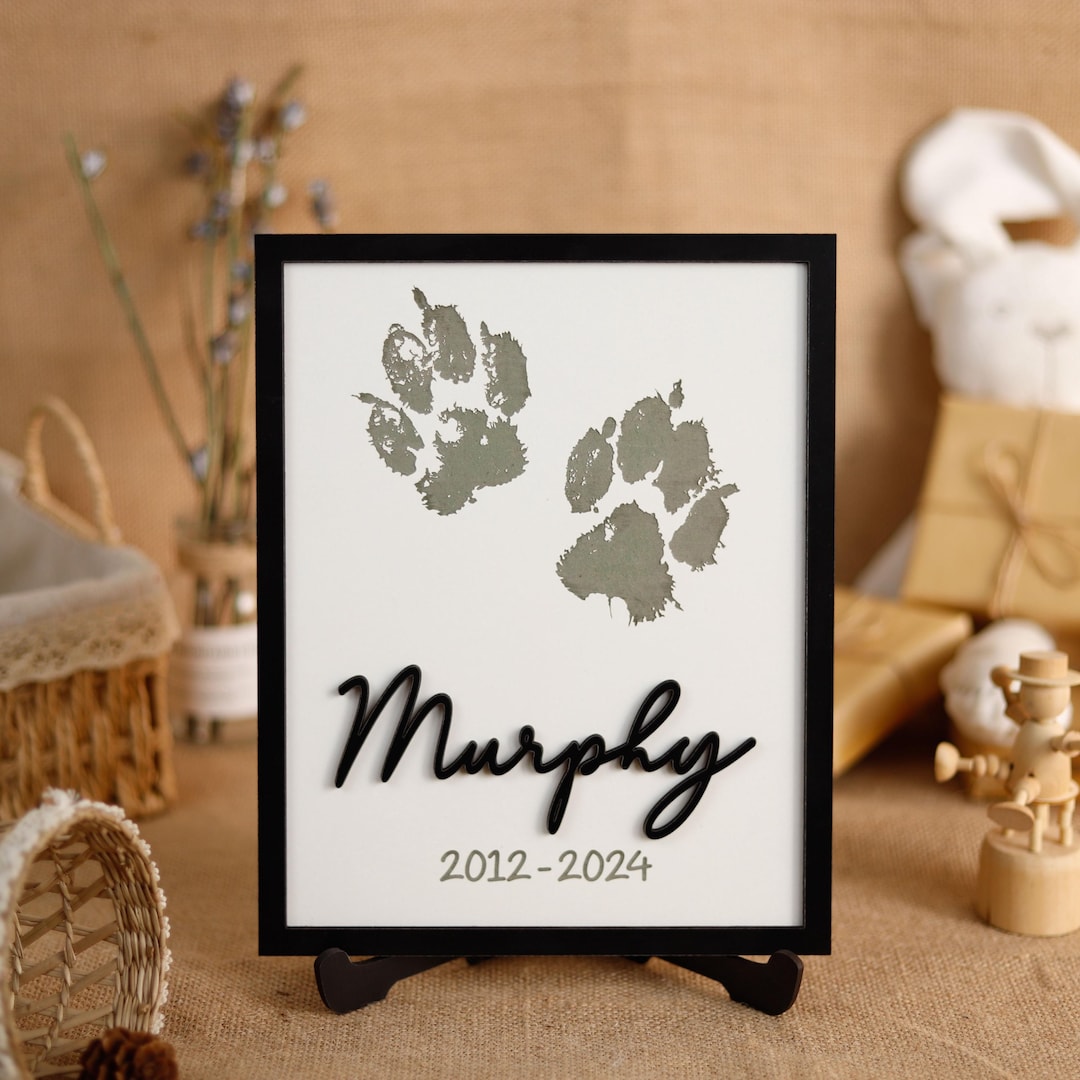 Custom Paw Print Engraved Sign With Easel Stand, Personalized Pet Paw ...