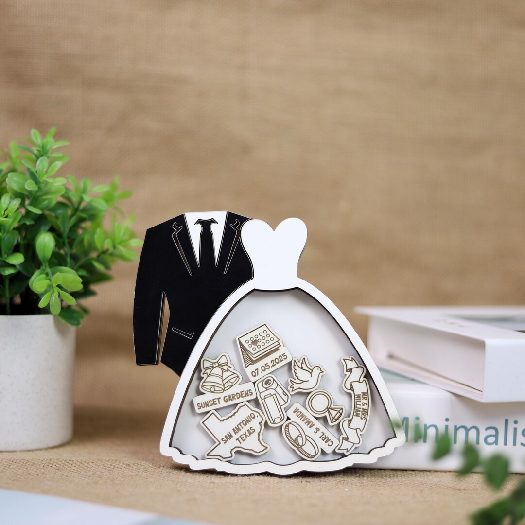 Personalized Wedding Shaker Magnet, Custom First Christmas Married ...