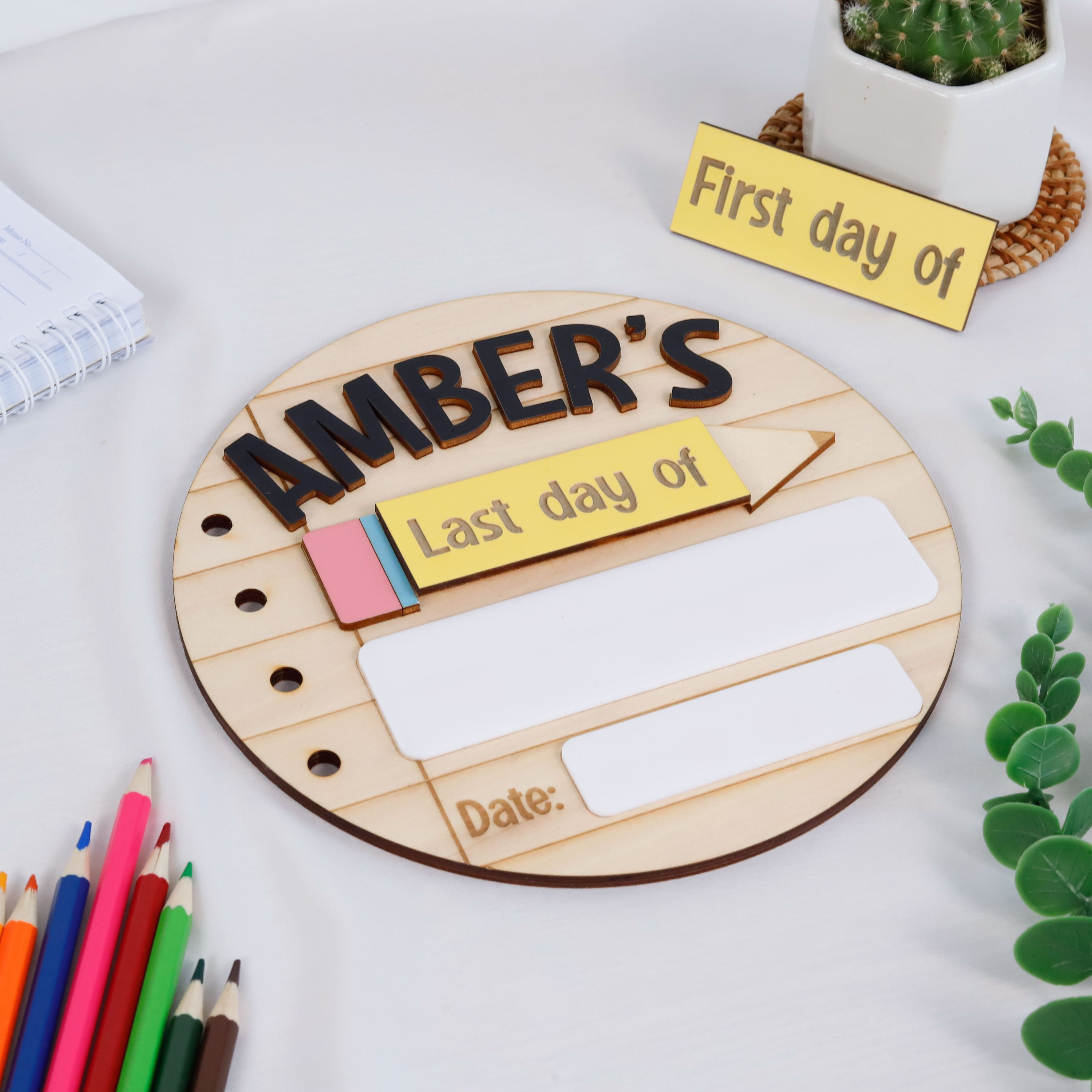 School Photo Props With Pencil Notebook Cutouts, First & Last Day of ...