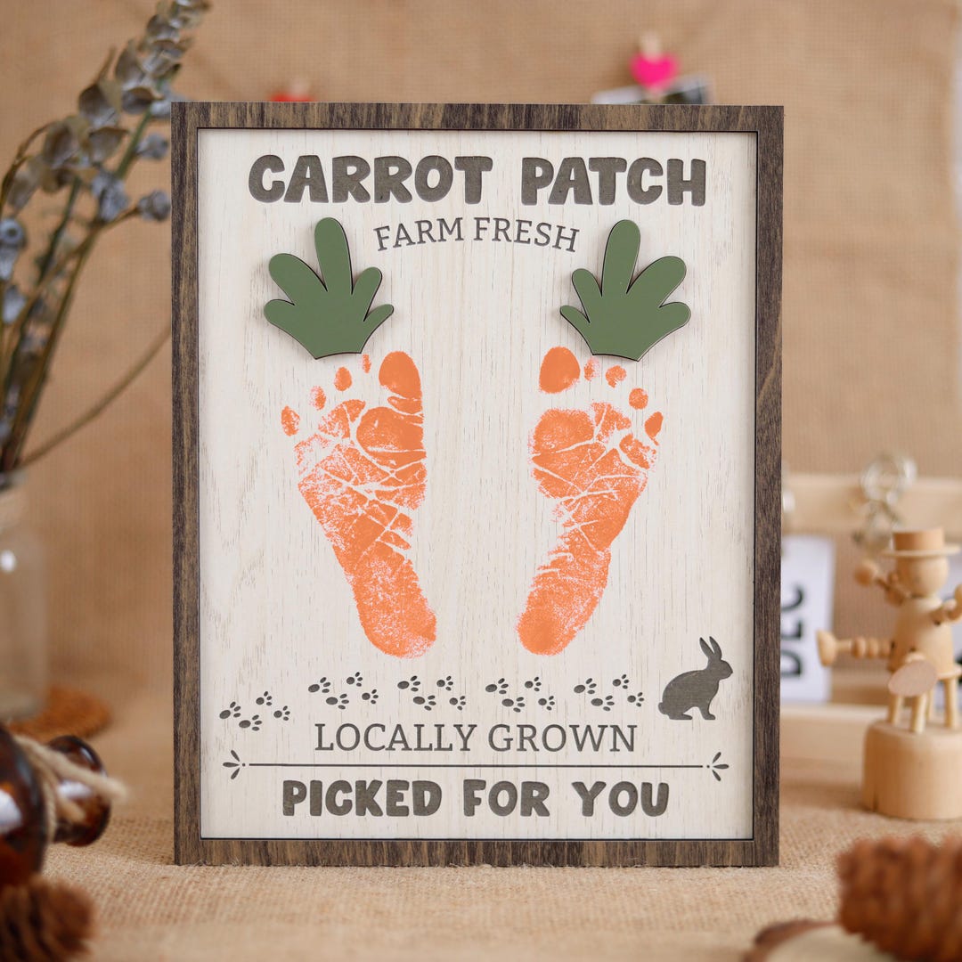Personalized Carrot Farm Sign Footprint Keepsake, Carrot Patch Easter ...