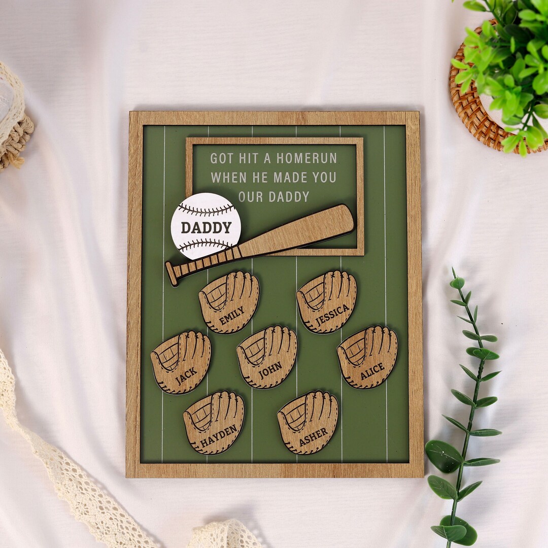 Baseball Dad Sign With Kids Names, God Hit a Homerun When He Made You ...