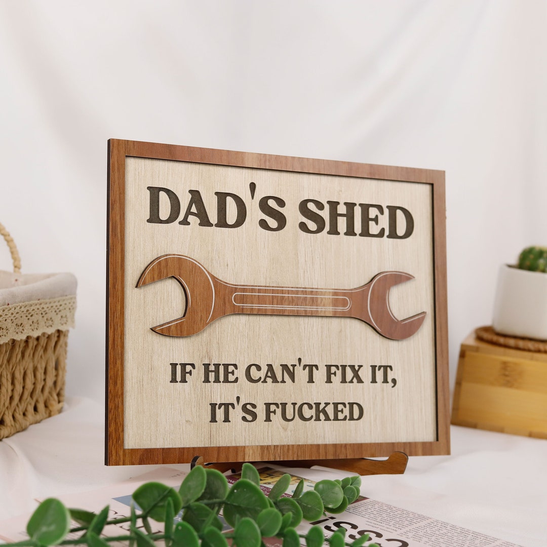 Personalized Dad's Shed Decor, Dad Funny Wooden Sign, Dad Plaque ...