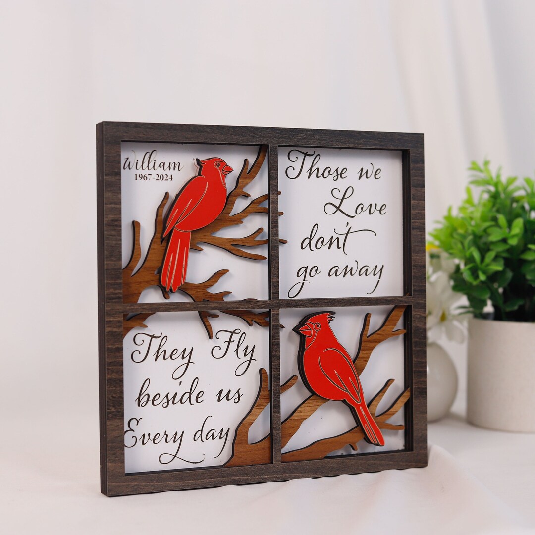 Personalized 4-layered Cardinal Memorial Gift, Cardinal Wood Sign ...