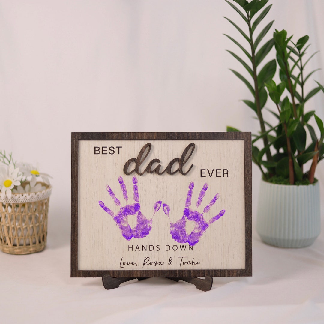 Customized Kids Handprint Crafts for Dad, Fathers Day DIY Sign, Dad ...