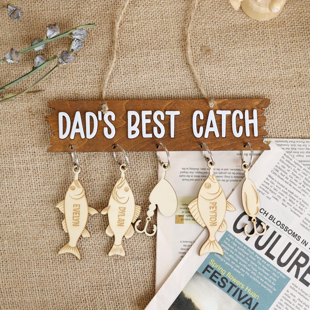 Personalized Dad Fishing Sign, Grandpa Bass Hanging Wooden Sign, Hooked ...