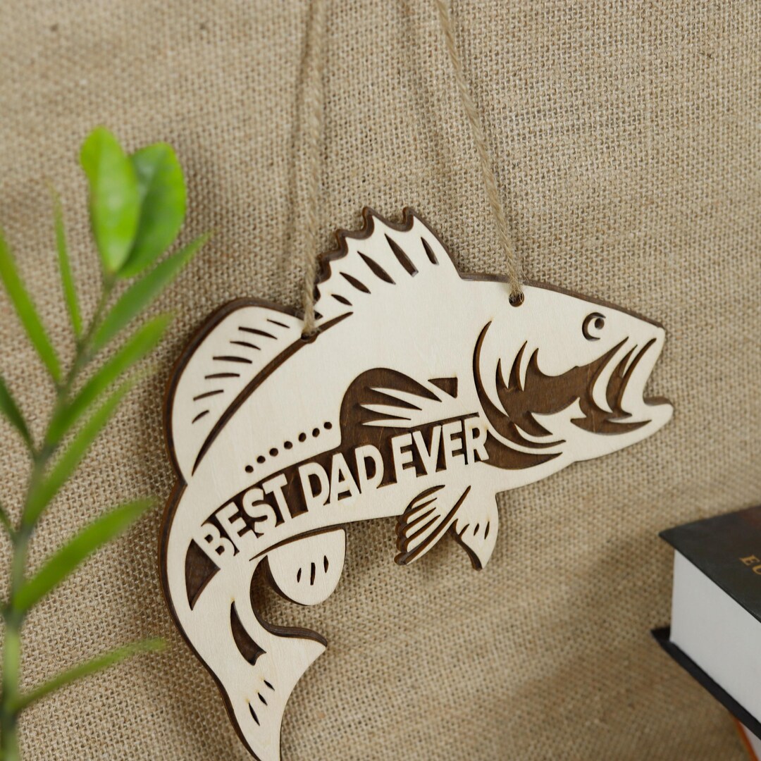 Personalized Dad Fishing Sign, Grandpa Bass Hanging Wooden Sign, Hooked ...