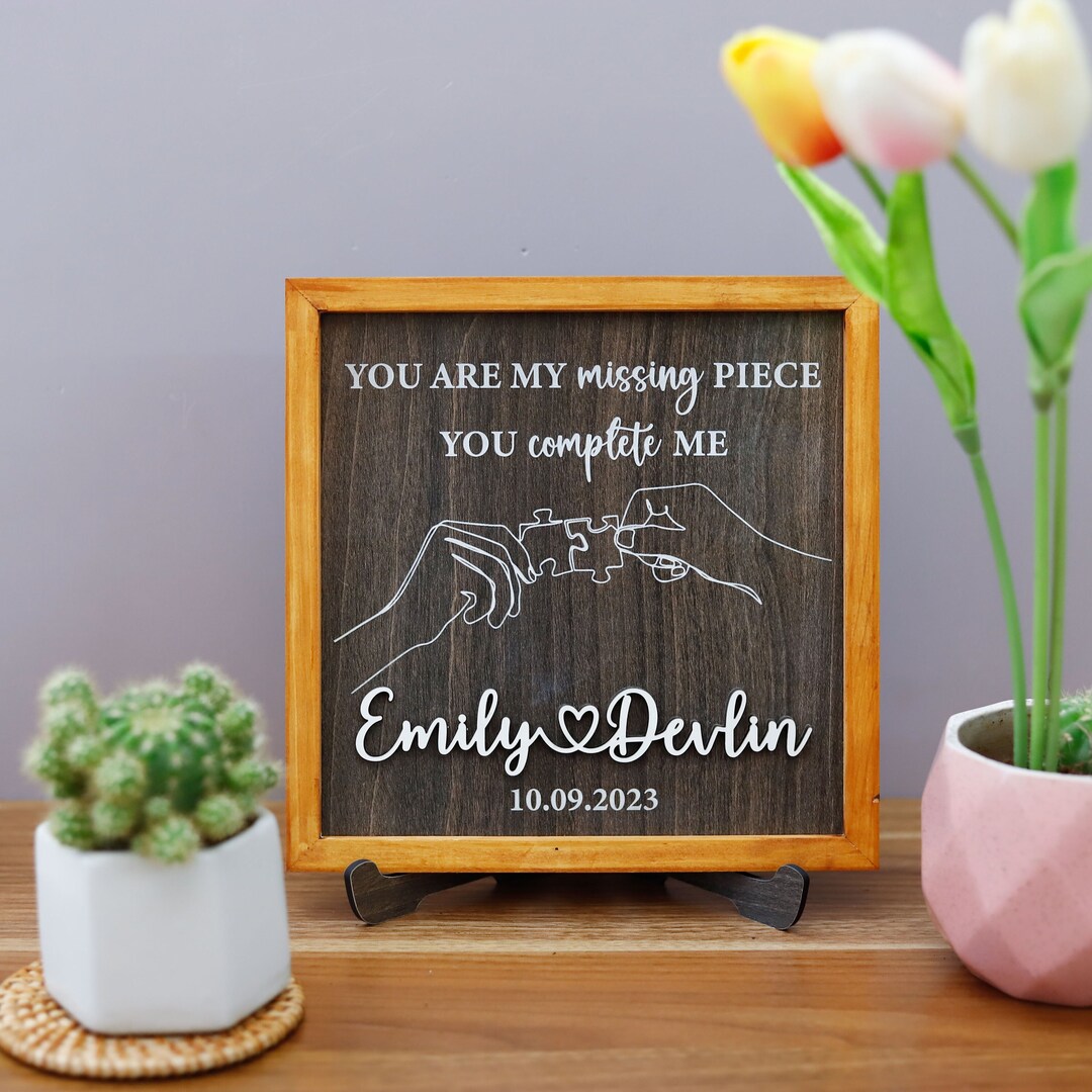 Custom Gift for Couple, My Missing Piece Sign, Love Quote Sign, Puzzle ...